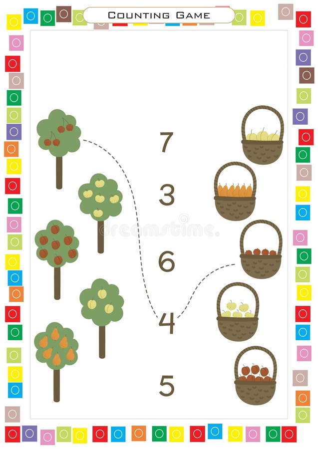 Kindergarten Math Worksheet: Counting and Number Recognition Stock ...