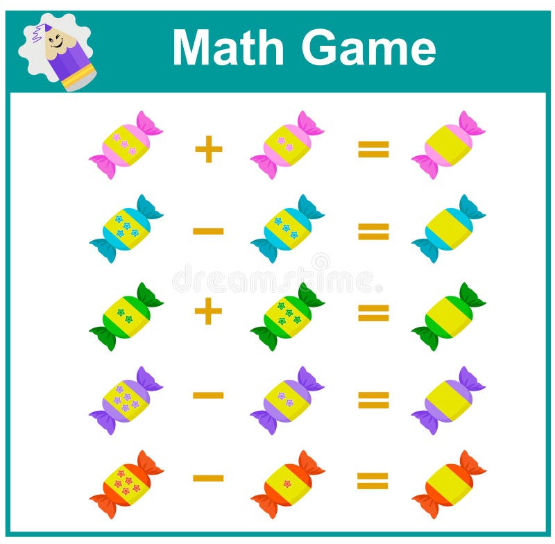 Math Game for Children. Printable Worksheet . Play Online. Stock Vector ...