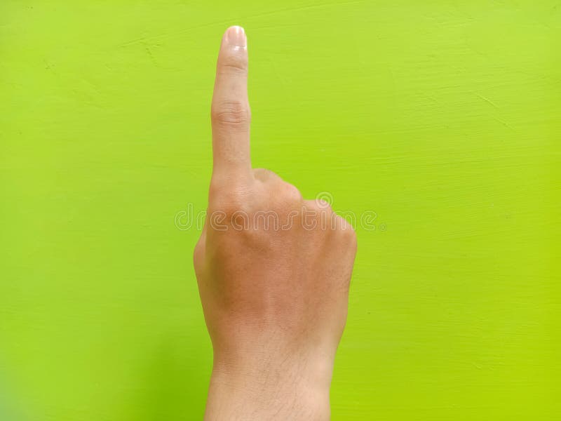 Hand Gesture Counting One with Green Background Stock Image - Image of ...