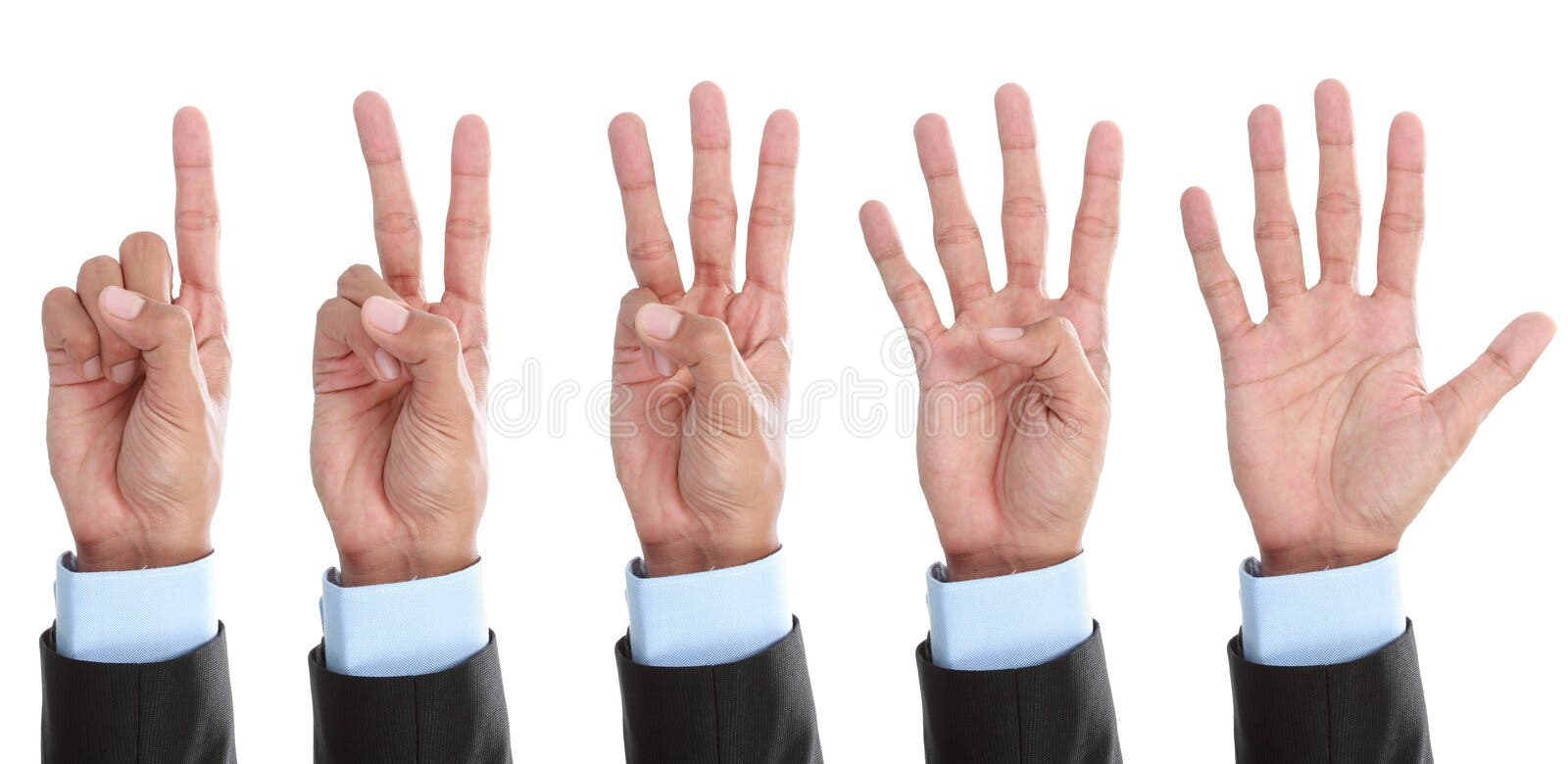 One To Five Fingers Count Hand Gesture Isolated Stock Photo - Image of ...