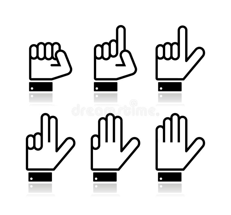 Counting Hand Signs - Vector Isolated on White Stock Vector ...