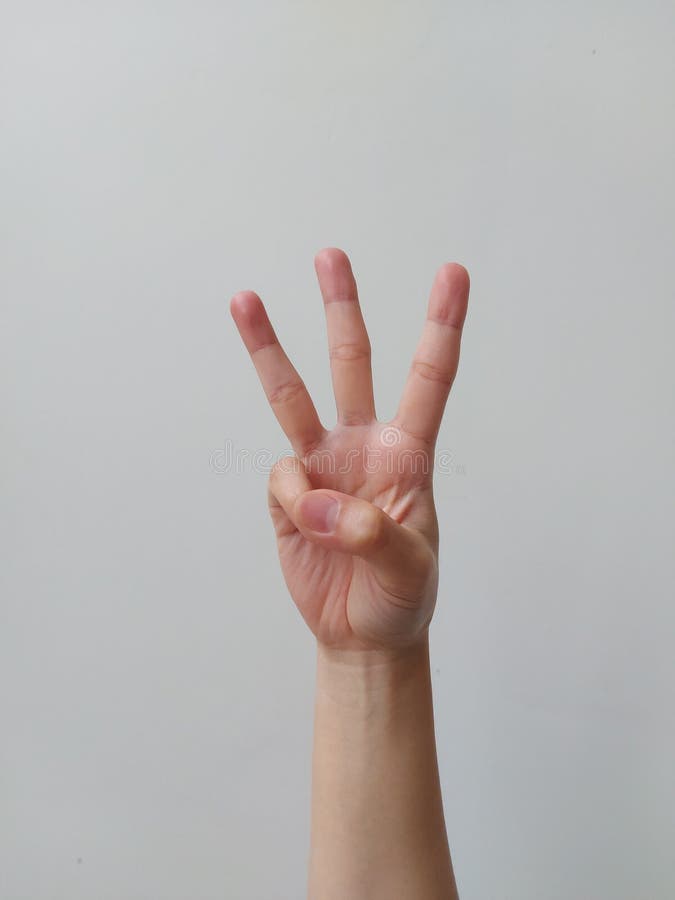 Female Asian Hand Counting Gesture Three Finger Stock Photo - Image of ...