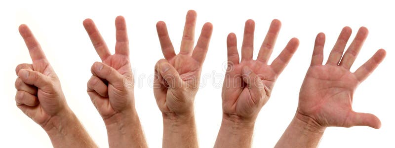 Counting Hands Number One To Five Stock Photo - Image of series, thumb ...