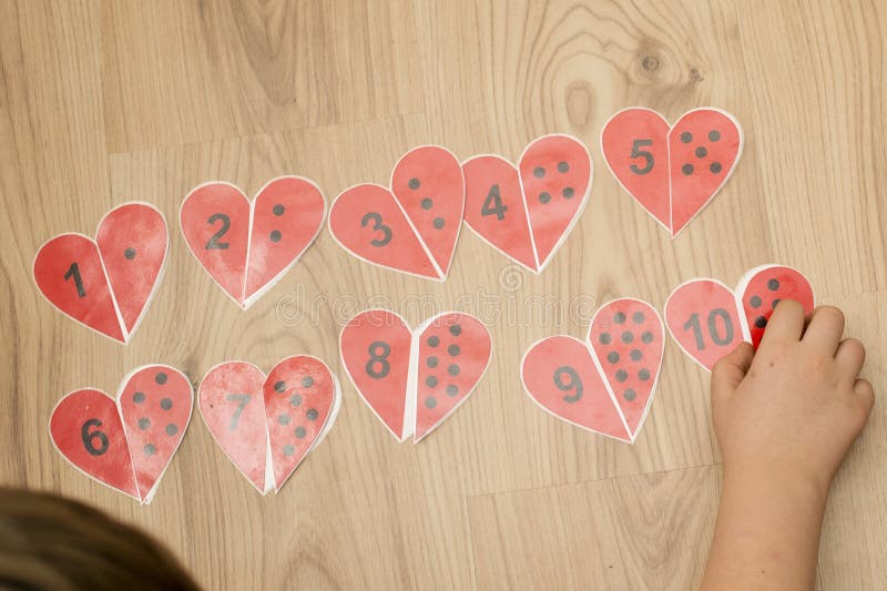 Counting heart shape game. stock photo. Image of celebration - 239322306