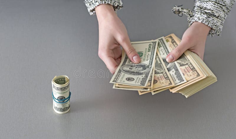 Counting Large Stack of Cash Notes Stock Image - Image of female ...