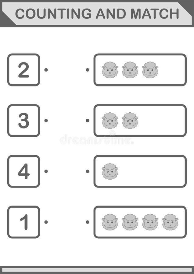 Counting and Match Sheep Face. Worksheet for Kids Stock Vector ...