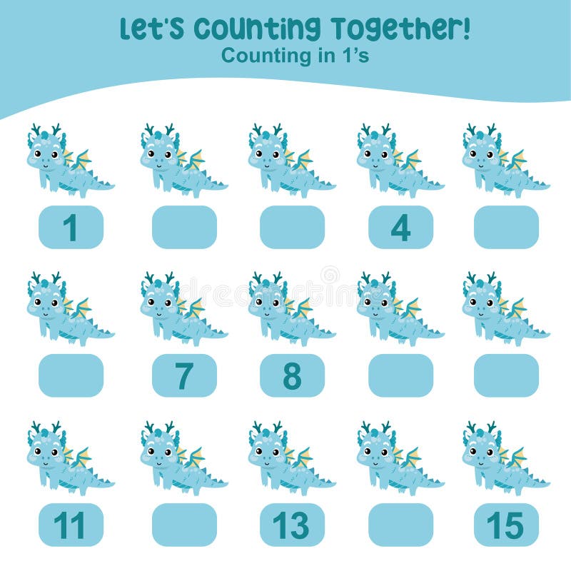 Counting by One S the Cute and Kawaii Baby Dragon Practising Math in ...