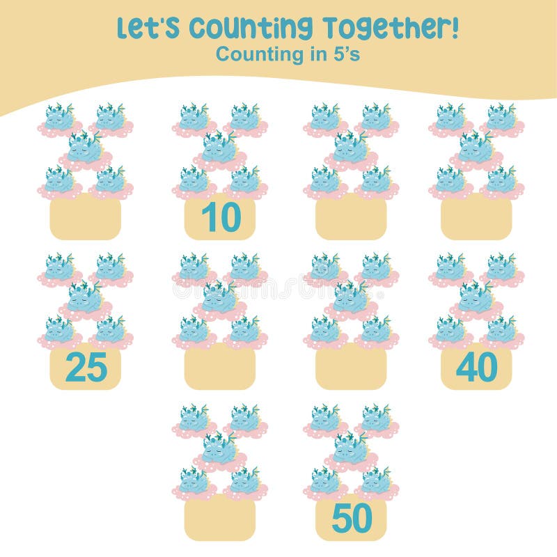 Counting by Five S the Cute and Kawaii Baby Dragon Sleeping on the ...