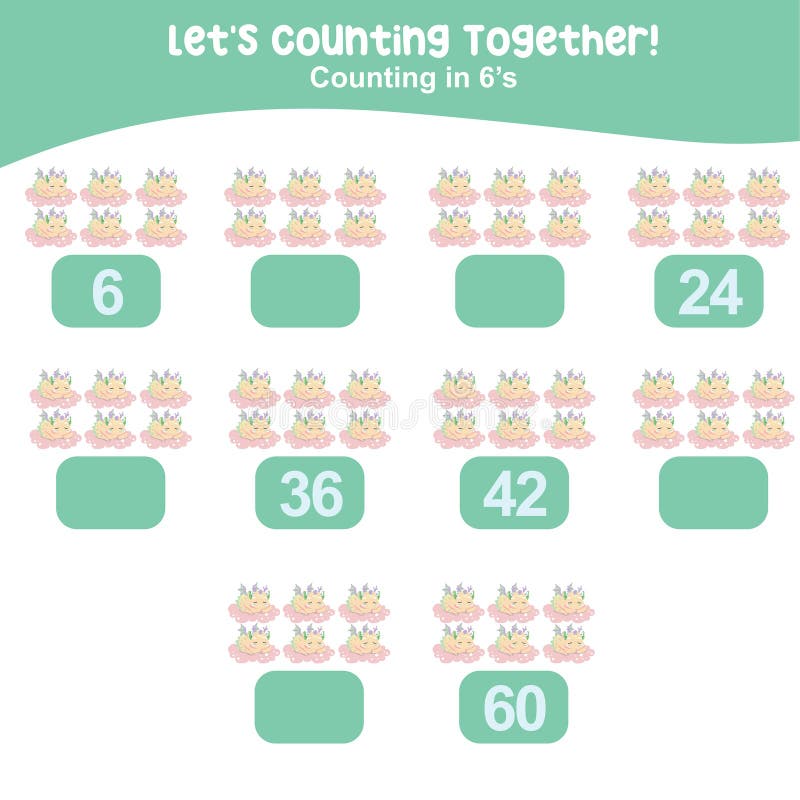 Counting by Six S the Cute and Kawaii Baby Dragon Sleeping on the Cloud ...