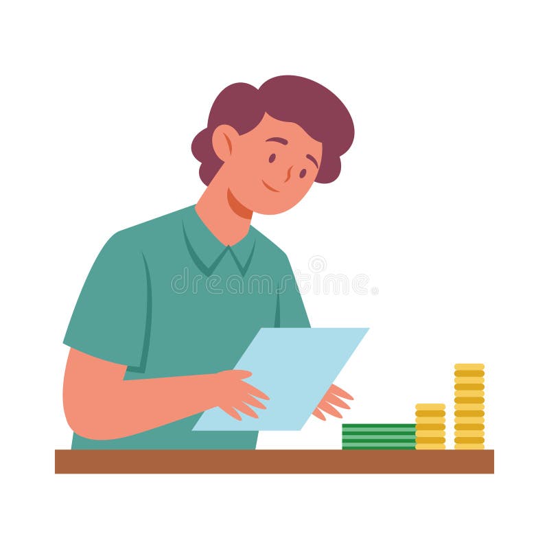 Counting money man stock illustration. Illustration of budget - 366171364