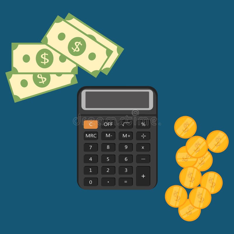 Counting Money Using the Calculator. Flat Design Vector Illustrations ...