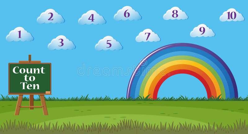 Counting Number One To Ten with Numbers in the Sky Stock Vector ...
