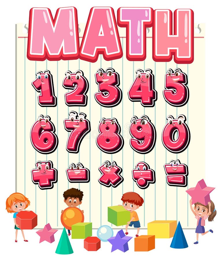 Counting Number 0 To 9 and Math Symbols Stock Vector - Illustration of ...