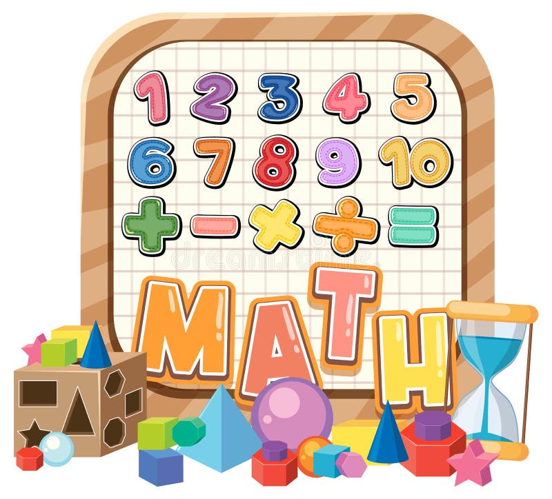 Counting Number 0 To 9 and Math Symbols Stock Vector - Illustration of ...