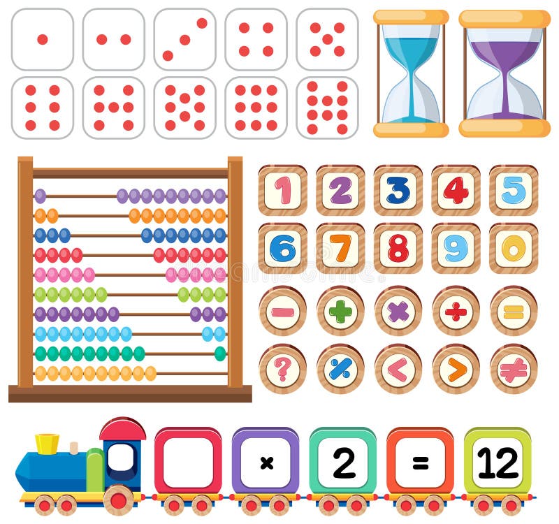 Counting Number 0 To 9 and Math Symbols Stock Vector - Illustration of ...