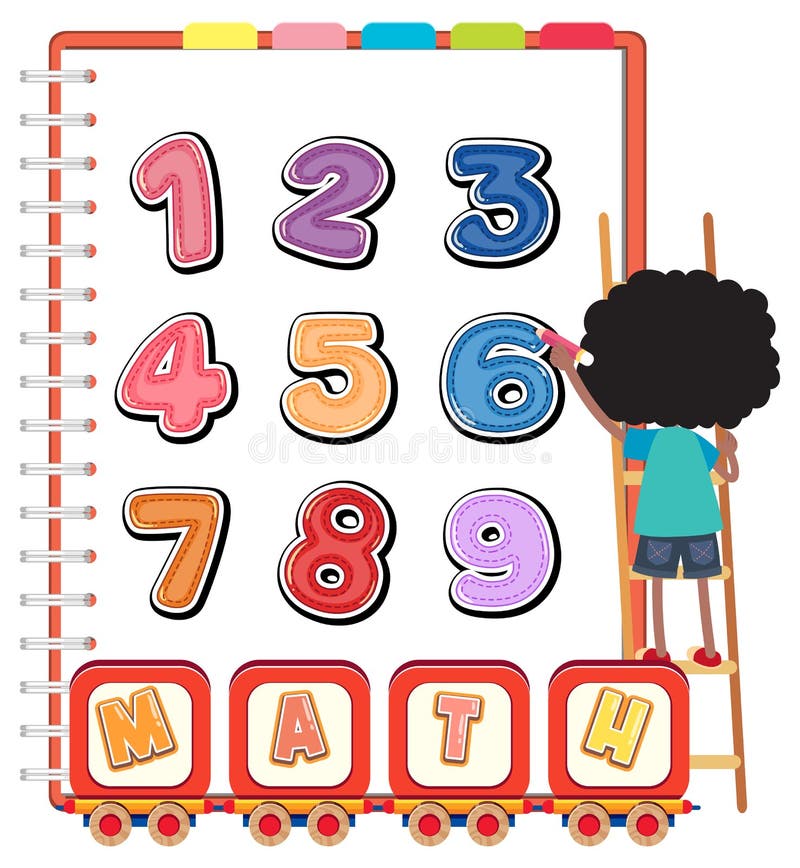 Counting Number 0 To 9 and Math Symbols Stock Vector - Illustration of ...