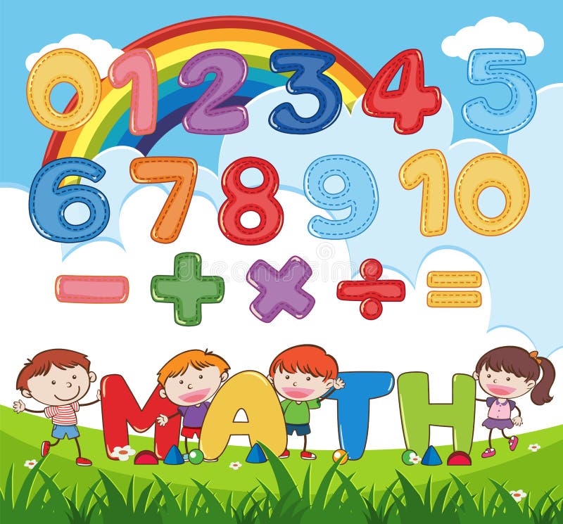 Counting Number 0 To 9 and Math Symbols for Kids Stock Vector ...