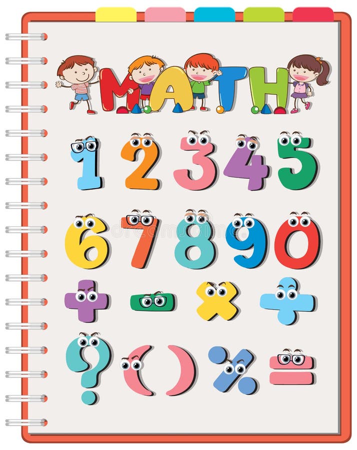 Counting Number 0 To 9 and Math Symbols for Kids Stock Vector ...