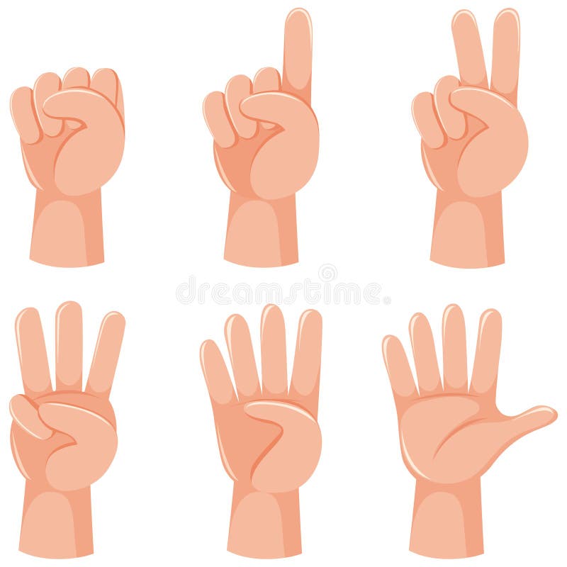 Counting Numbers with Hand Gesture Stock Vector - Illustration of five ...