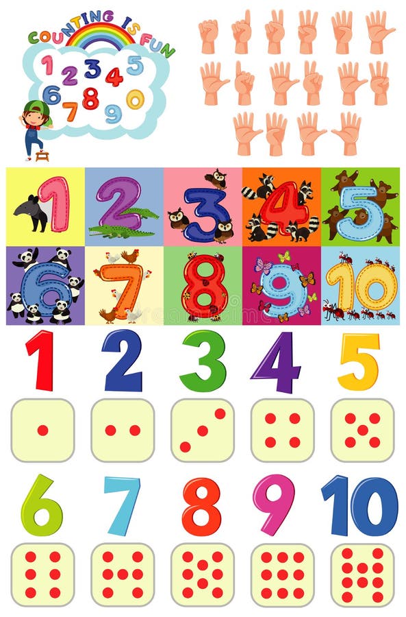 Counting Numbers with Hand Gesture Stock Vector - Illustration of five ...
