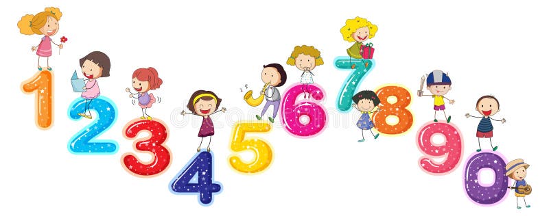 Counting Numbers with Little Kids Stock Vector - Illustration of symbol ...