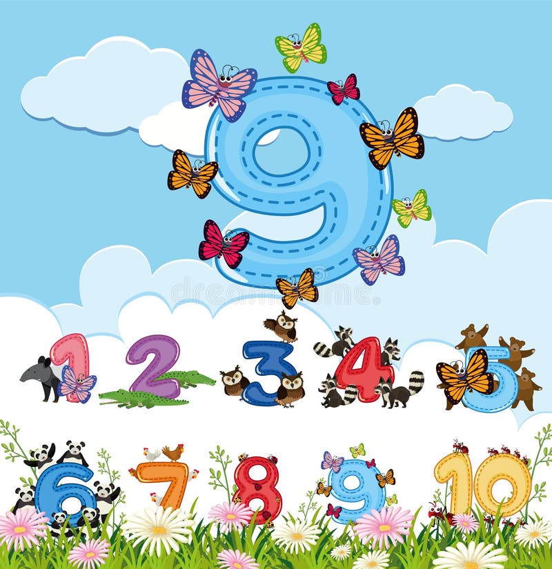 Counting Numbers from Zero To Nine Stock Vector - Illustration of ...
