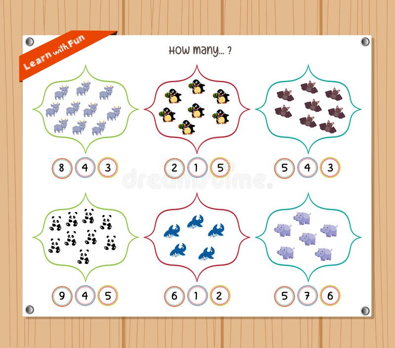Counting Object for Kids - Education Worksheet. Stock Vector ...
