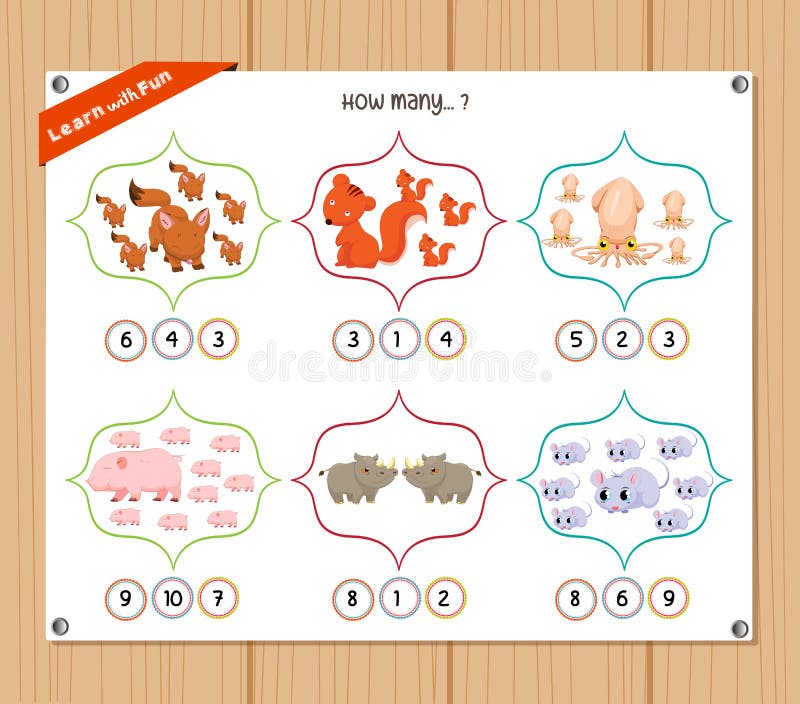 Counting Object for Kids - Education Worksheet Stock Vector ...