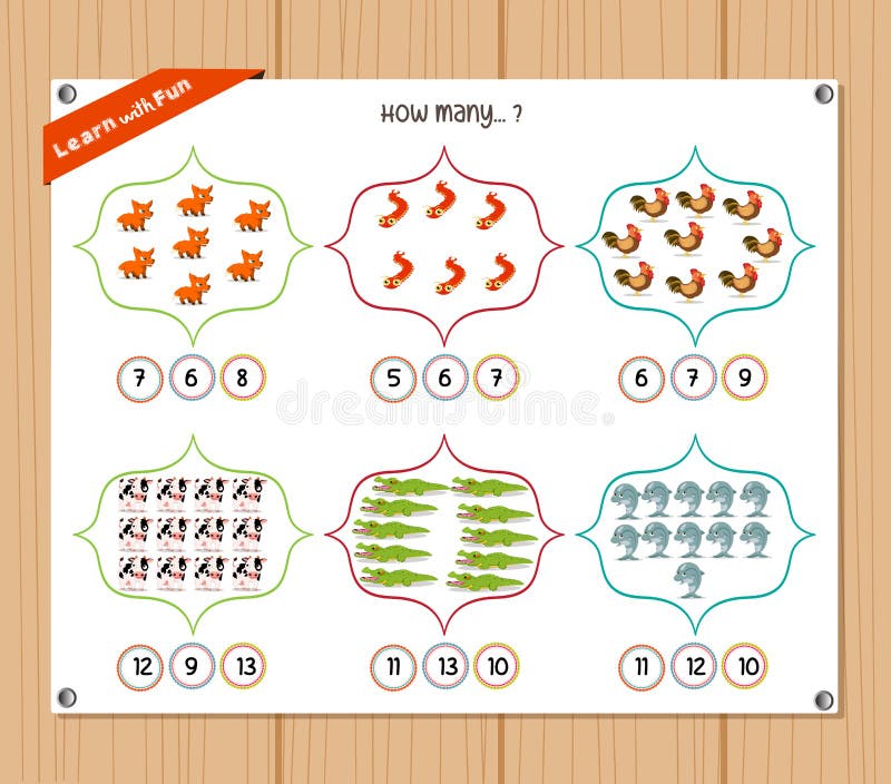 Counting Object for Kids - Education Worksheet Stock Vector ...