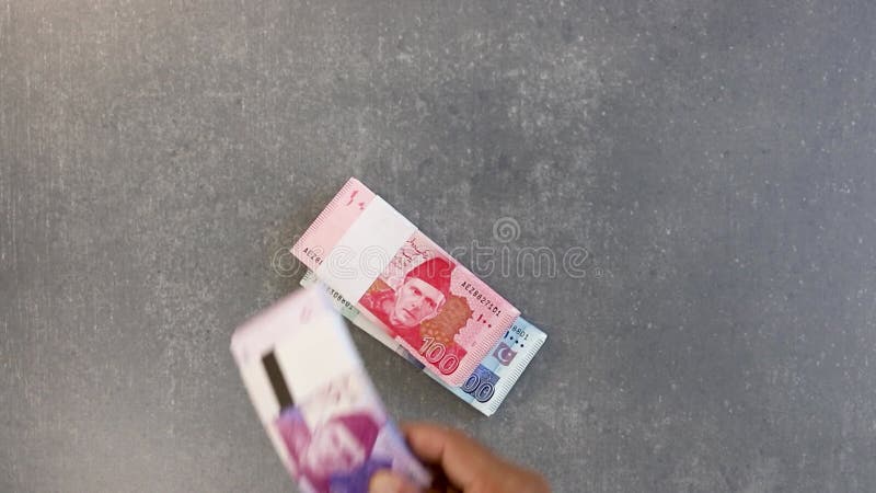 Counting Pakistani Rupee Banknotes Bundle by Hand Closeup Stock Footage ...