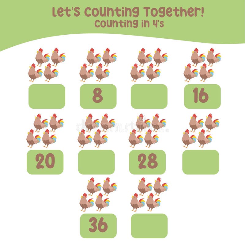 Counting in 4 S Printable Worksheet for Toddlers. Counting Printable ...