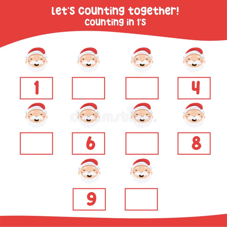 Counting by One S the Santa Claus. Counting in 1 S Worksheet for Kids ...