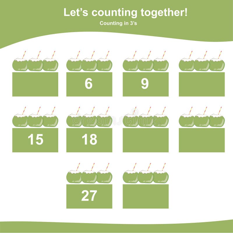 Counting in 3 S. Counting Coconuts for Children. Fruit Counting Math ...