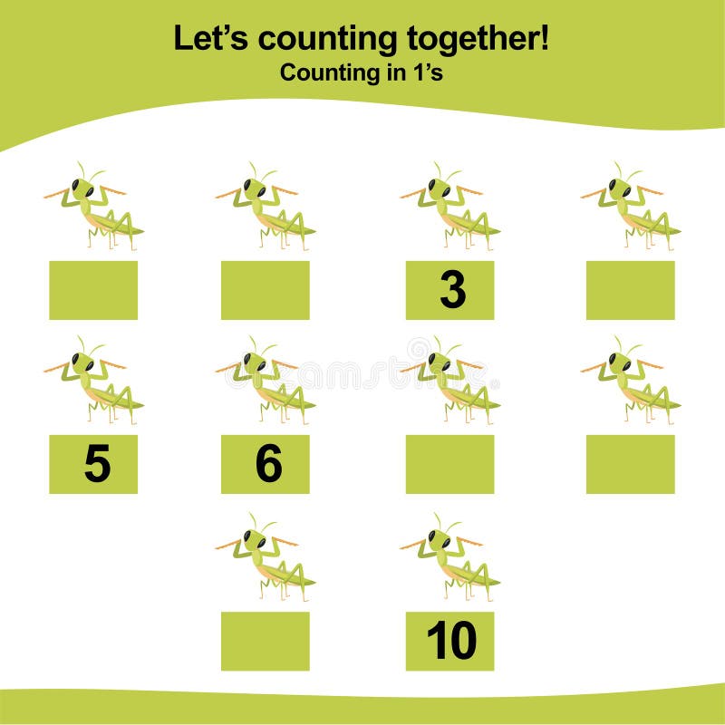 Counting in 1 S. Educational Printable Math Worksheet Stock Vector ... Counting in 1 S. Educational Printable Math Worksheet Stock Vector ...
