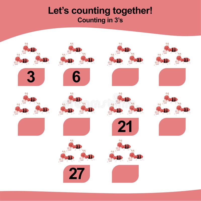 Counting in 3 S. Educational Printable Math Worksheet Stock Vector ... Counting in 3 S. Educational Printable Math Worksheet Stock Vector ...