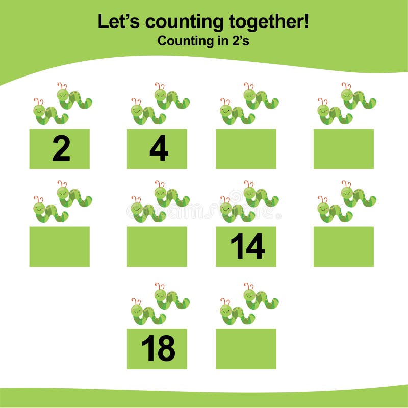 Counting in 2 S. Educational Printable Math Worksheet Stock Vector ...
