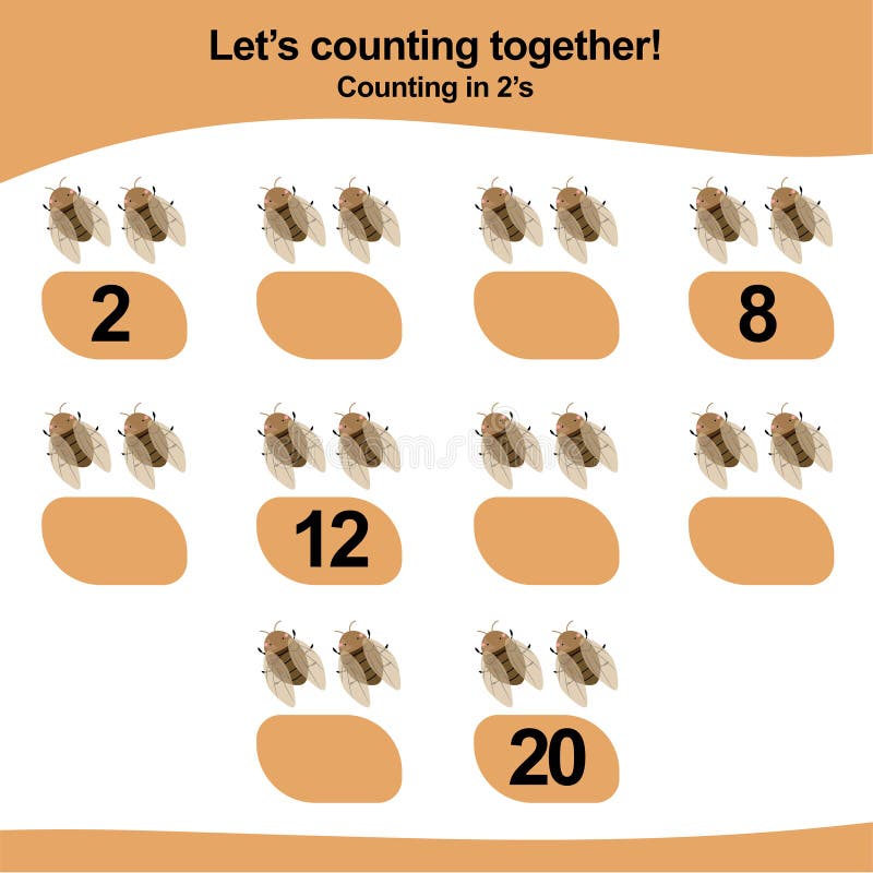 Counting in 2 S. Educational Printable Math Worksheet Stock Vector ...