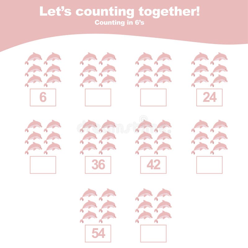 Counting in 6 S. Math Worksheet with Sea Animalsâ€™ Theme Stock Vector ...