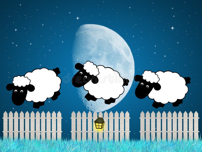 Counting sheep stock illustration. Illustration of blue - 89018832