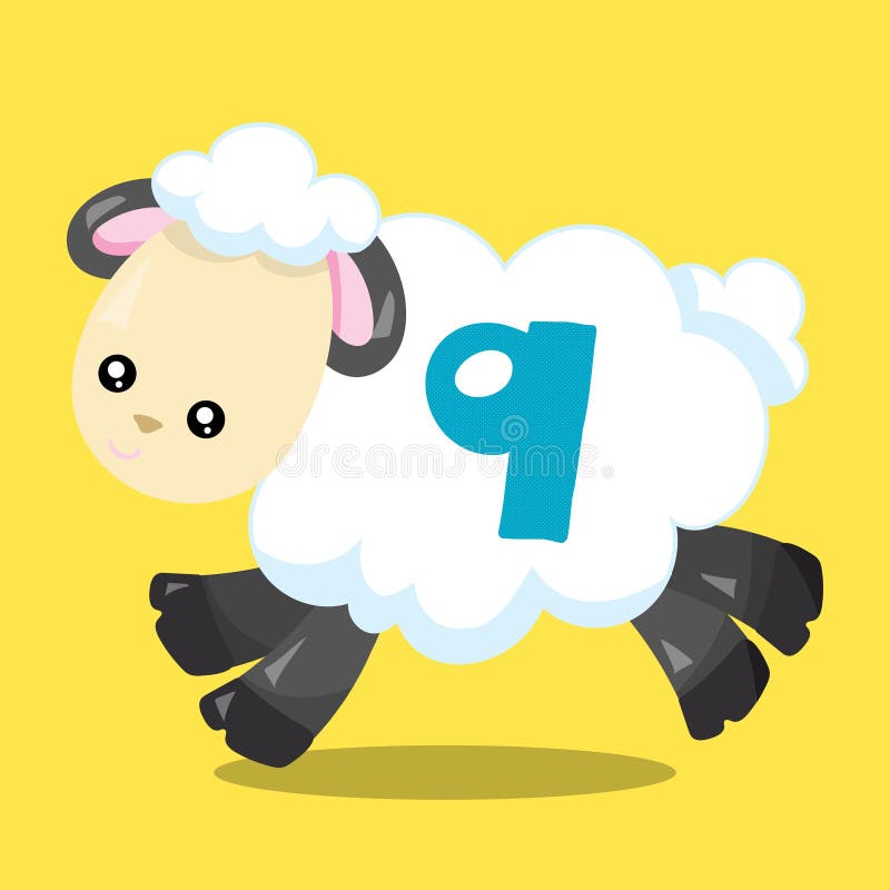 Counting Sheep 9 19 stock vector. Illustration of cartoon - 198985248
