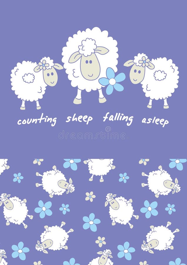 Counting sheep. stock vector. Illustration of purple - 36574250