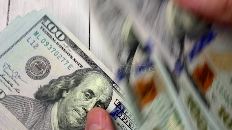 Counting Stack of Money, 100 Dollar Bill Stock Video - Video of bill ...