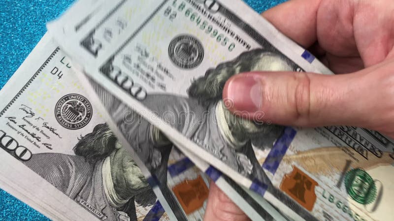 Counting Stack of Money, 100 Dollar Bill Stock Video - Video of bill ...