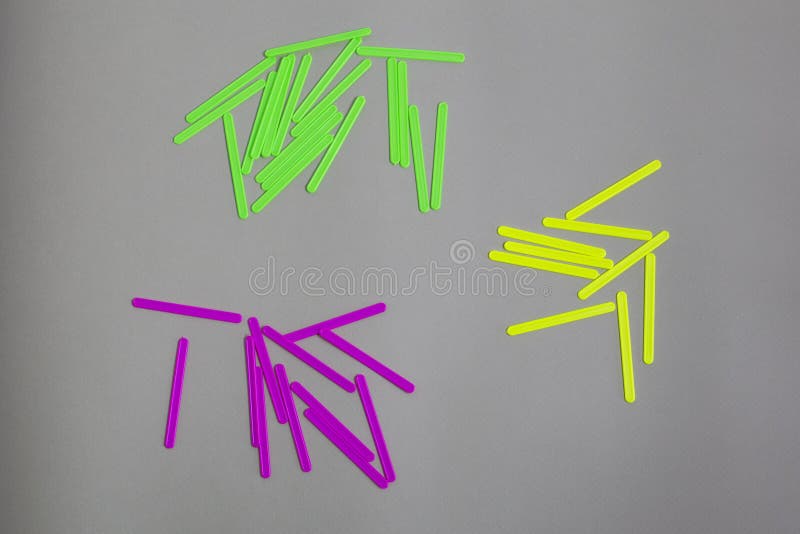Counting Sticks Green, Yellow, Pink. Teaching Children To Count Stock ...