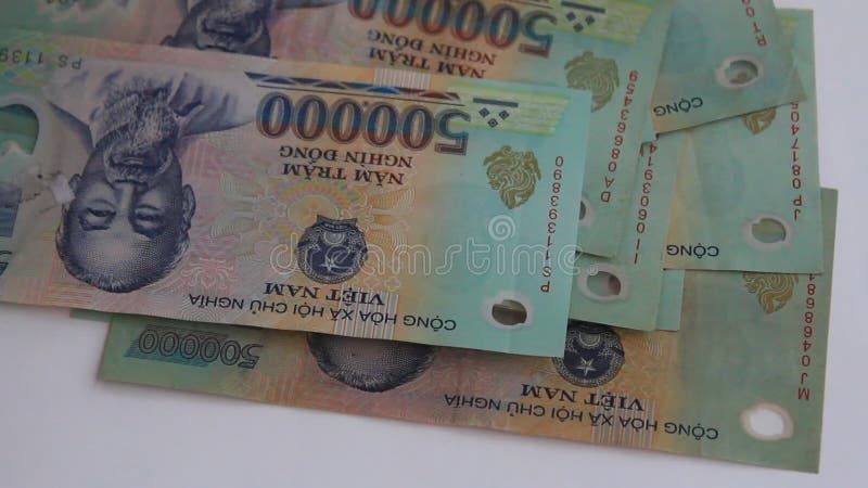Man in Vietnamese Hat Counting the Vietnamese on Tropical Beach in ...