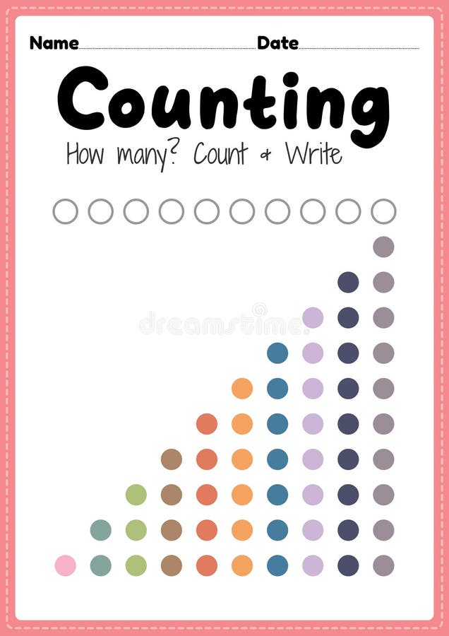 Counting Worksheet, Math Printable Sheet for Preschool and Kindergarten ...