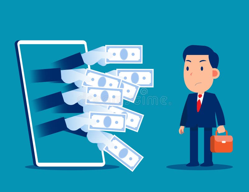 Countless Hands Stretched Out Inside the Phone. Business Vector ...