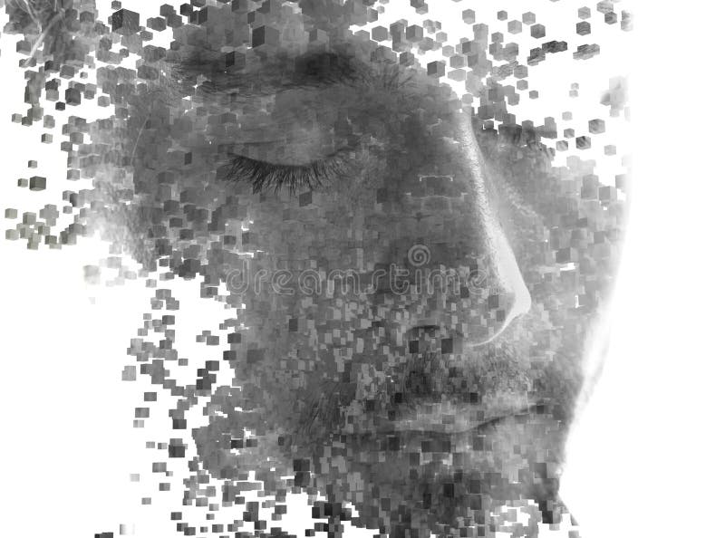 Countless Particles and a Portrait of Man Stock Image - Image of ...