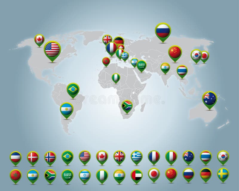 Country 3D pins with flags stock vector. Illustration of europe - 27234629