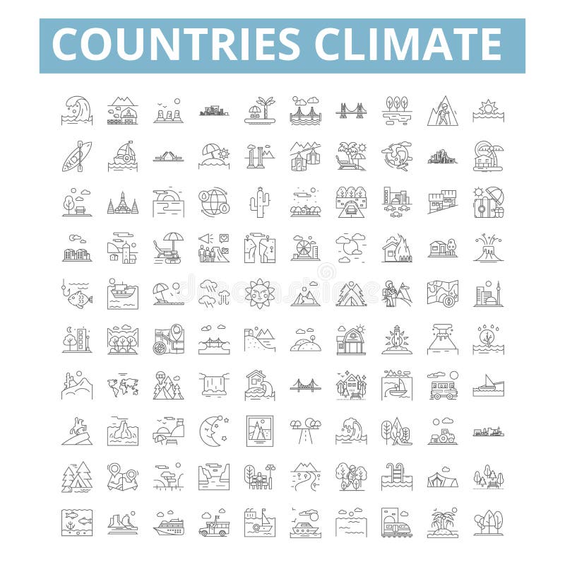 Countries Climate Icons, Line Symbols, Web Signs, Vector Set, Isolated ... Countries Climate Icons, Line Symbols, Web Signs, Vector Set, Isolated ...